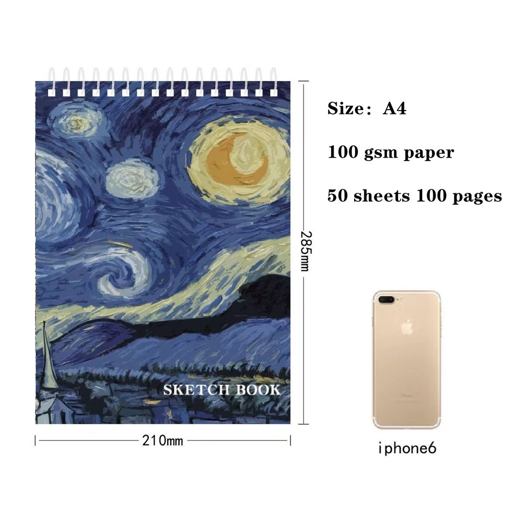 A4 Van Gogh upturning Sketchbook drawing book Painting sketchbook ...