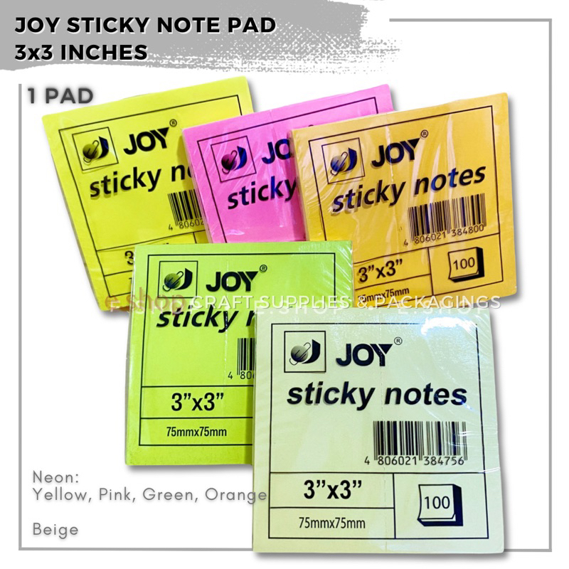 JOY Sticky Notes Neon Color | Shopee Philippines