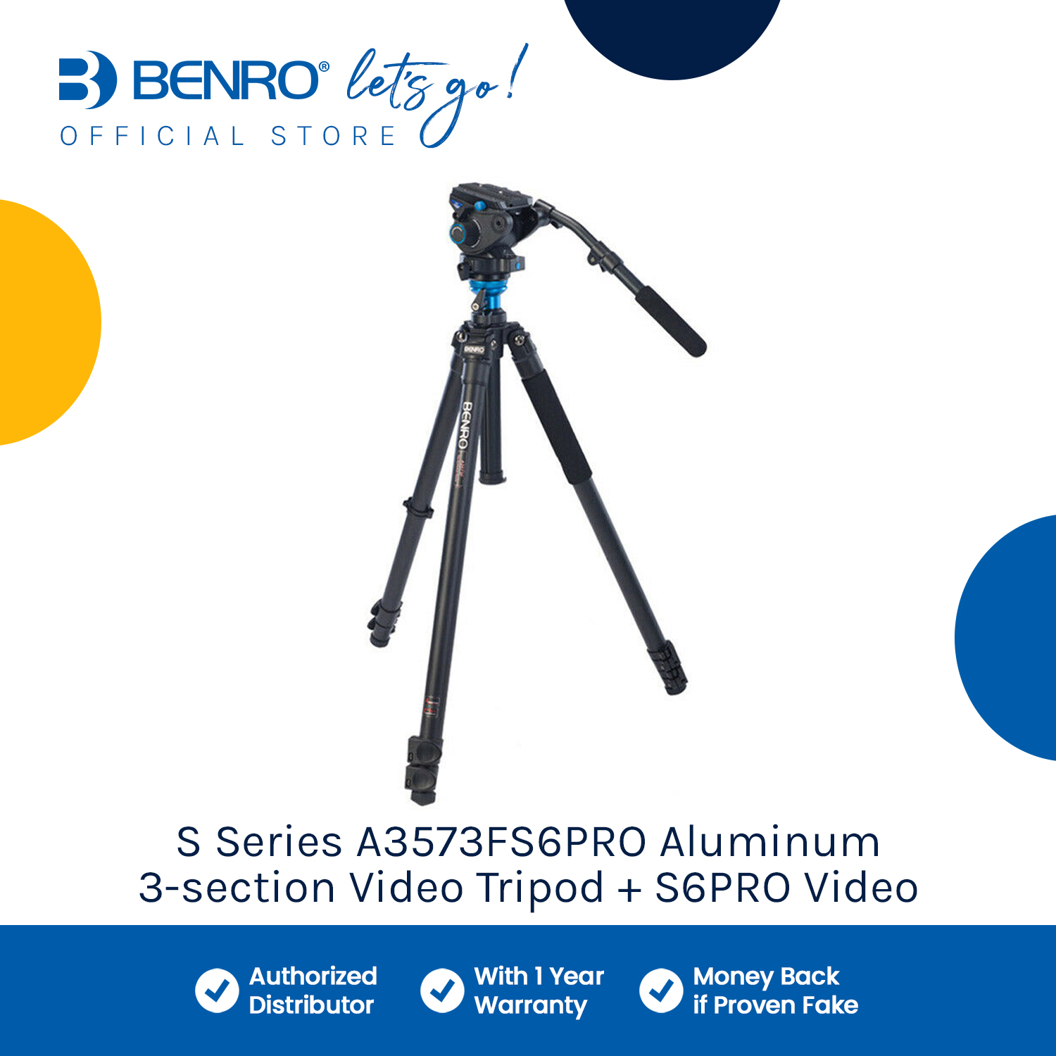 Benro S Series A3573FS6PRO Aluminum 3-Section Video Tripod + S6PRO Video Head | Shopee Philippines