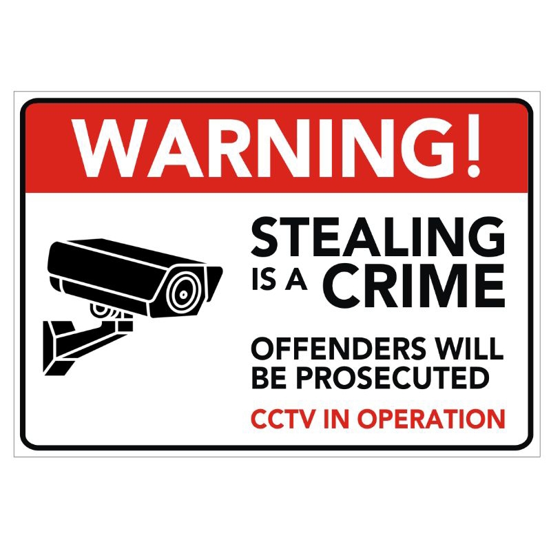 PVC Plastic signage cctv in operation warning stealing is a crime is ...