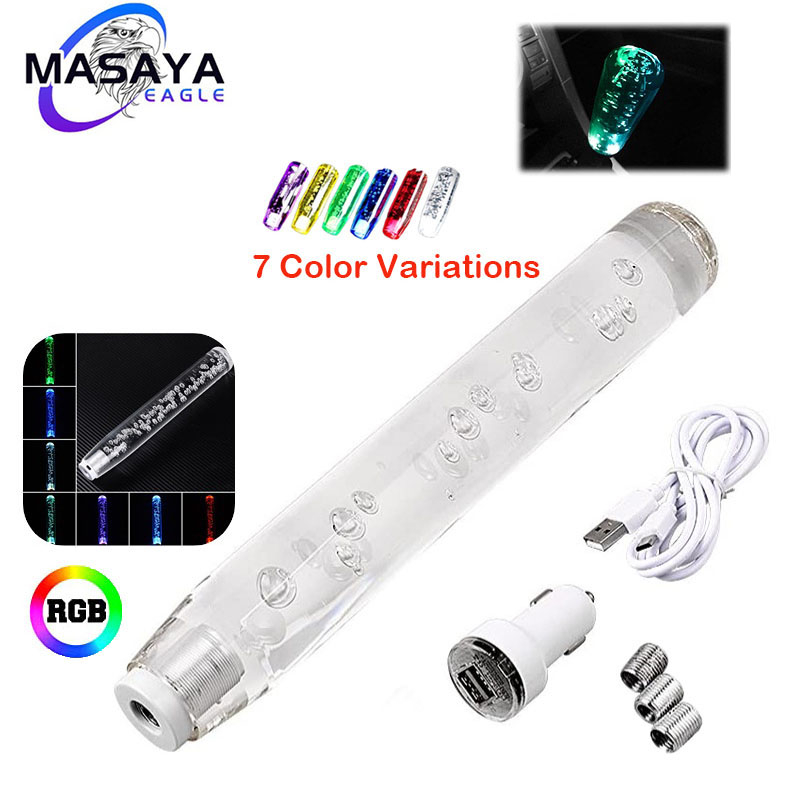 Universal Car Crystal Gear Shift Knob Sticks with LED RGB Light 15/20CM ...