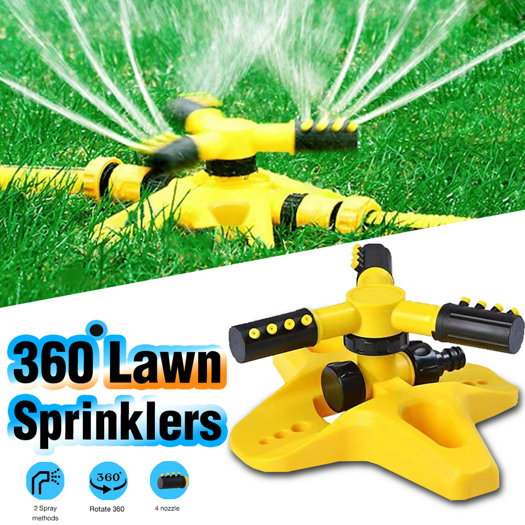Updated Garden Sprinkler 360° Automatic Rotating Adjustable Water ...