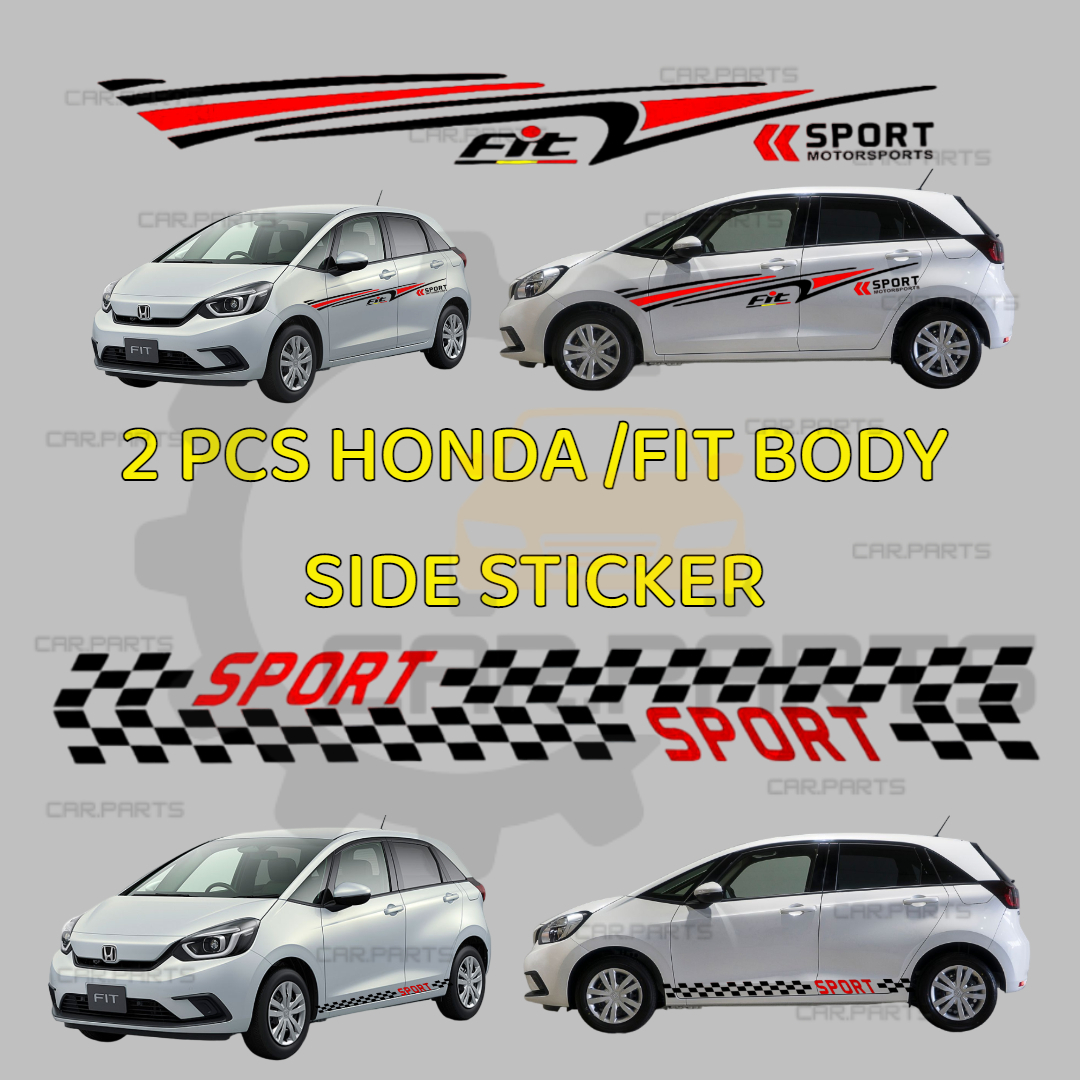 CP 2Pcs HONDA FIT SPORTS Car Body Side Sticker Truck Decal Vinyl Flame ...