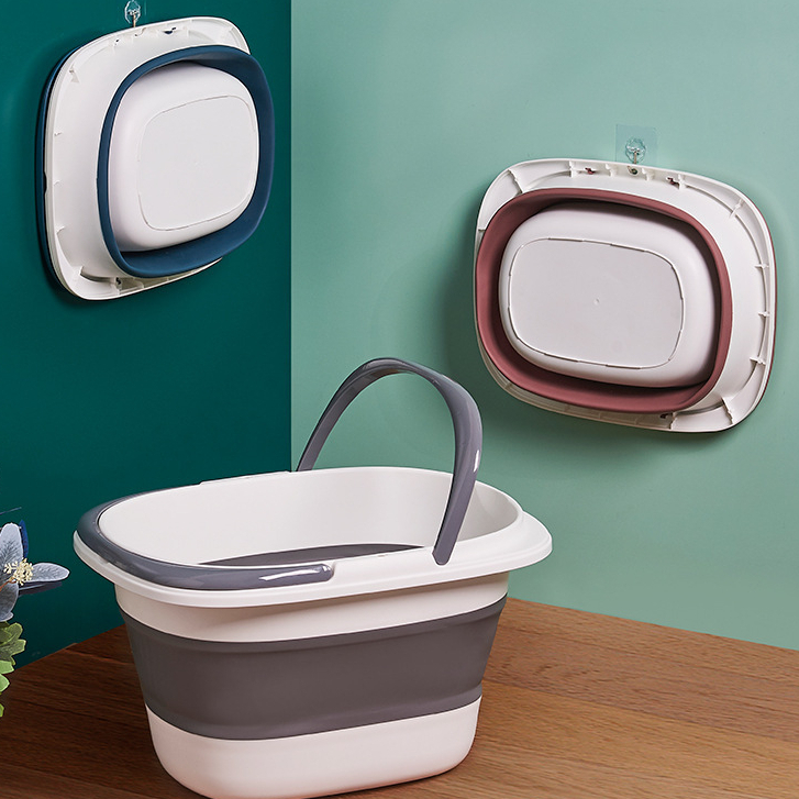 Collapsible Plastic Bucket Laundry Bucket With Durable Plastic Handles ...