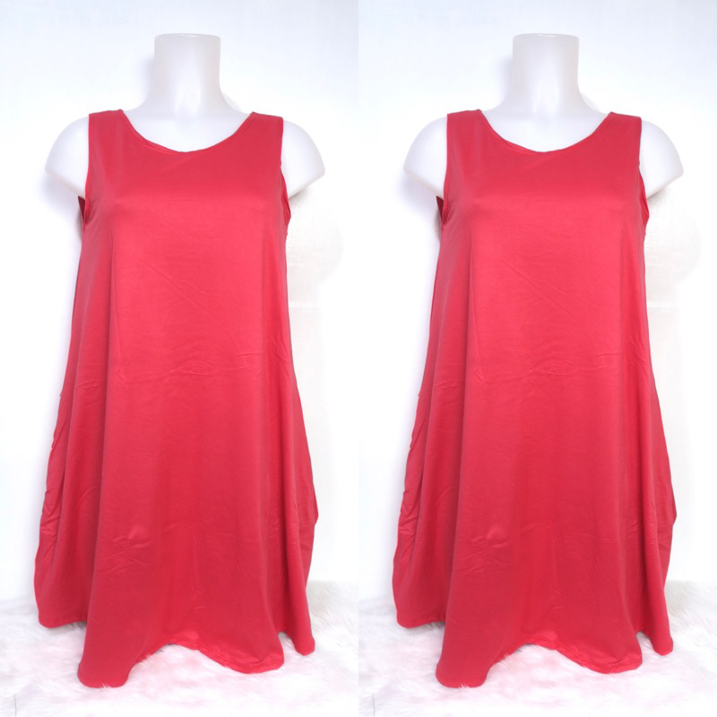 Plus Size Plain Regular Sleeveless Sando Dress With Pockets|Fits M to ...