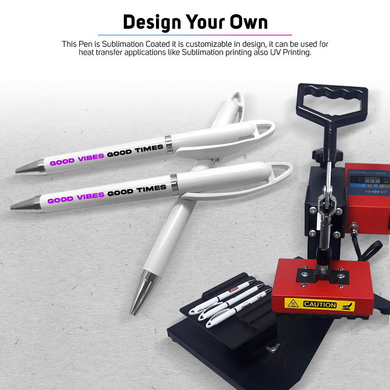 50pcs White Printable Ballpen Using Laser Decal UV Stickers Sublimation ...