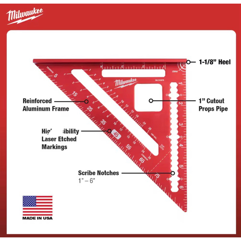 Milwaukee Heavy Duty 7" Rafter Square MADE IN USA (Model MLSQ070 ...