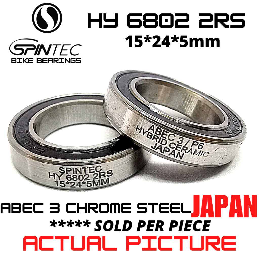 SPINTEC HY 6802 2RS Japan Hybrid Ceramic Rubber Sealed Bearings for ...