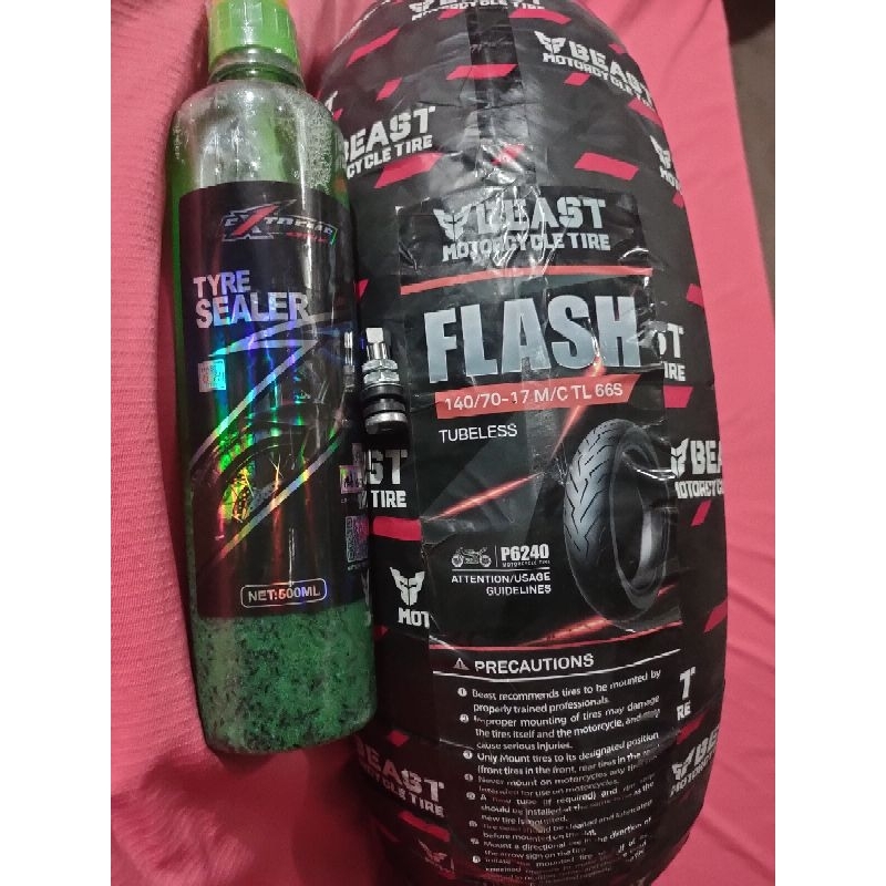 BEAST Tire Flash 140/70-17 Tubeless Free Tire Sealant and Pito ...