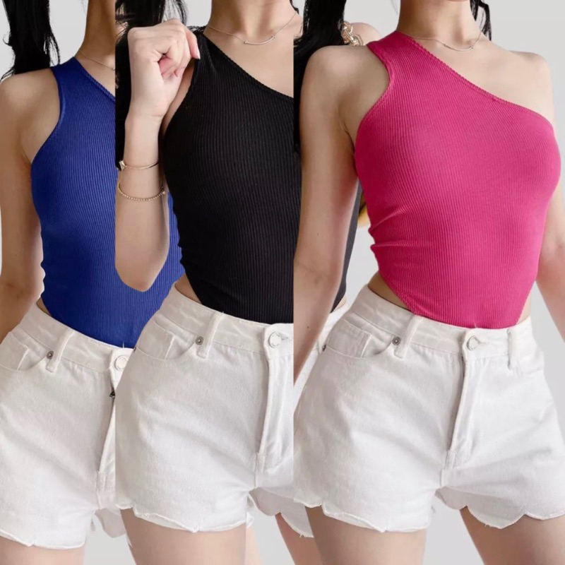 WUL KN#28 - KNITTED ONE SIDE SLEEVE HIGH CUT BODYSUIT | Shopee Philippines