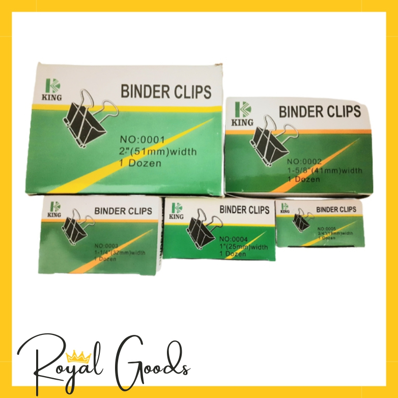 King/Prince Binder Clip (2", 1 5/8", 1 1/4", 1", 3/4") (12pcs) (Random ...