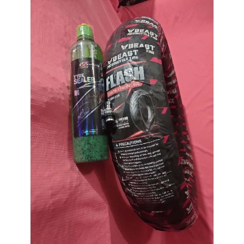 BEAST Tire Flash 110/70-17 Tubeless Free Tire Sealant and Pito ...