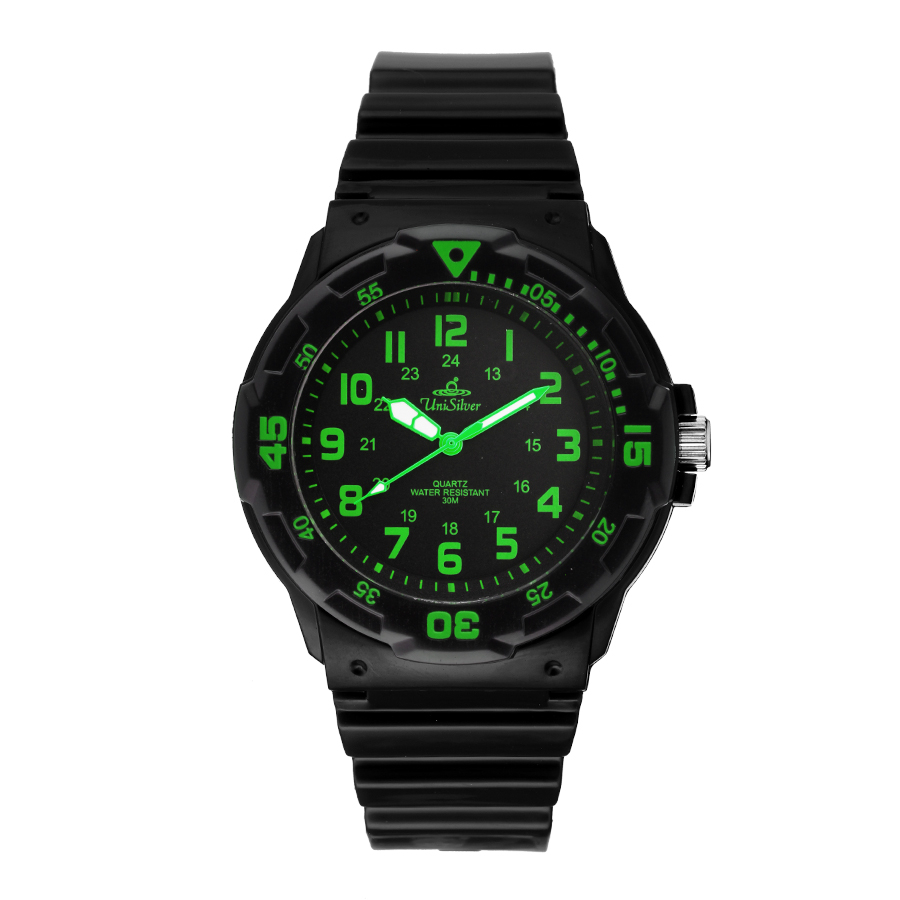 UniSilver TIME men's Analog Black / Green Rubber KW3908-1107 Watch ...