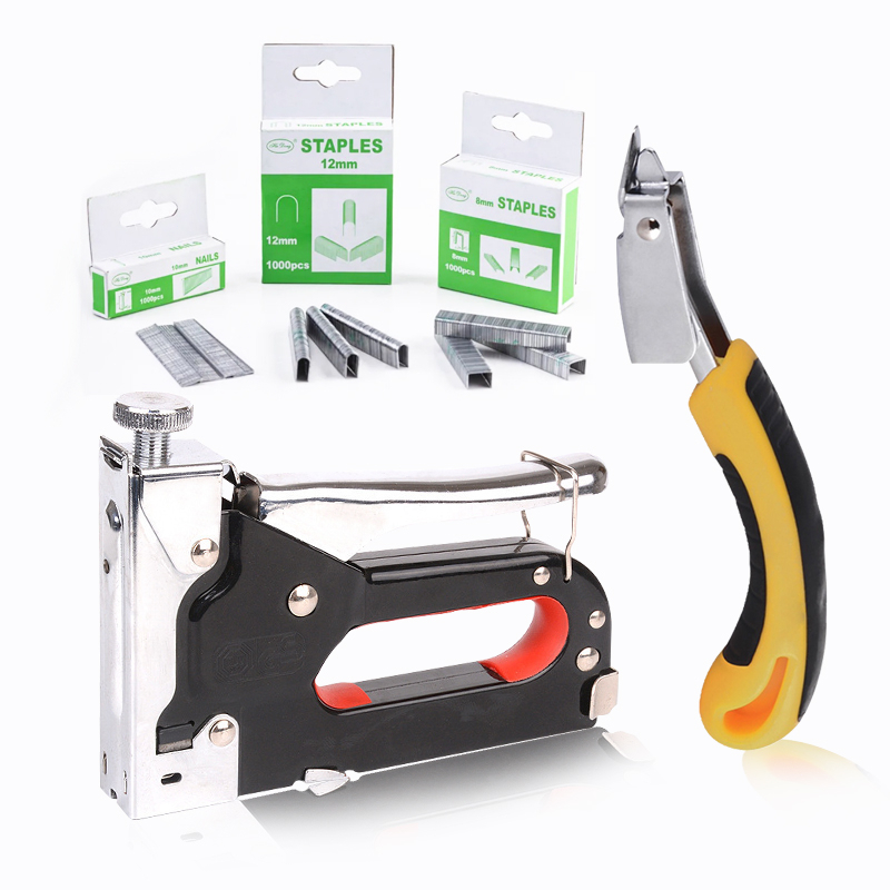 3In1 Gun Tacker Heavy Duty Nail Staple Metal Stapler Gun with 3000pcs ...