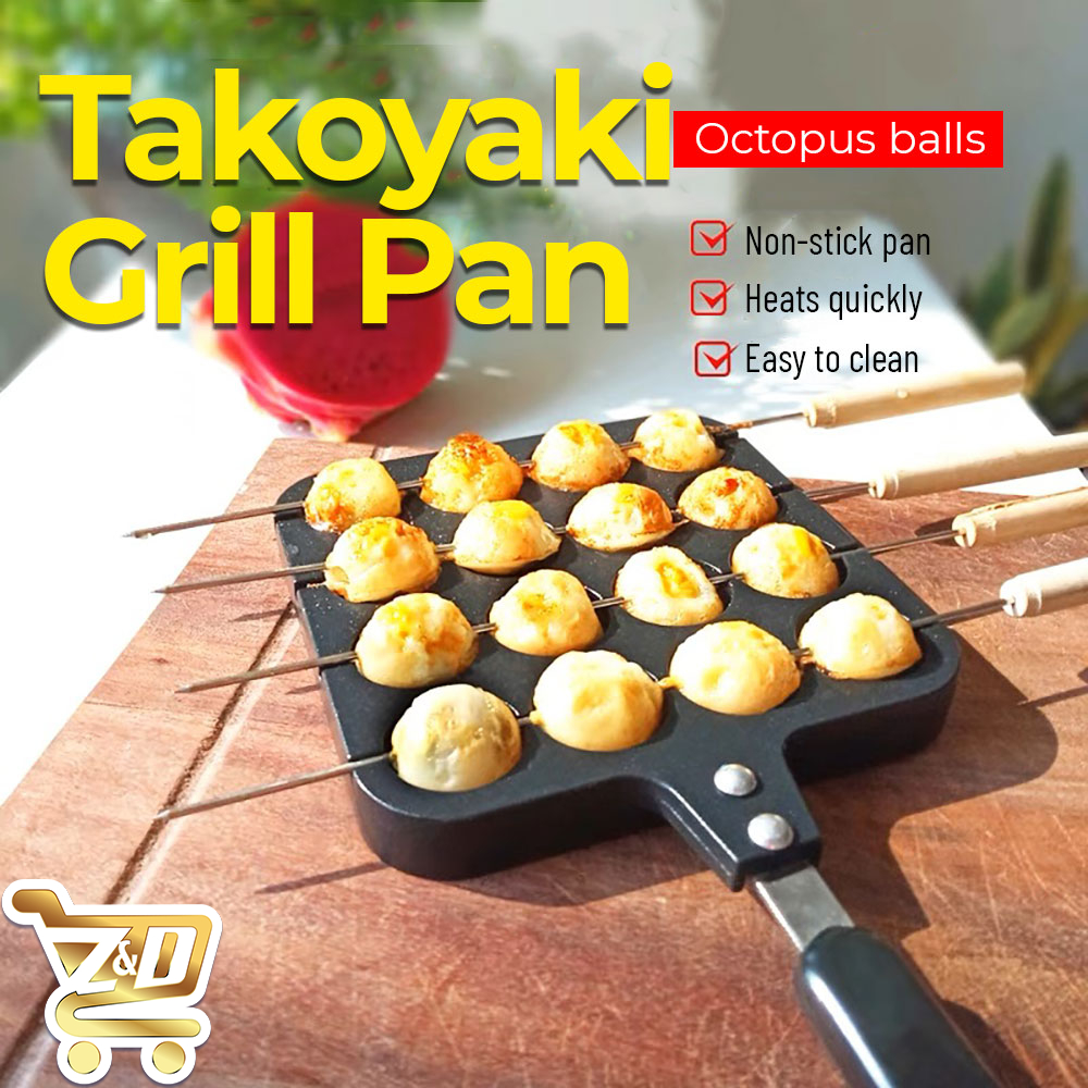 Takoyaki Pan Cast Iron Hemoton Cast Iron Takoyaki Pan - 15 Hole ...
