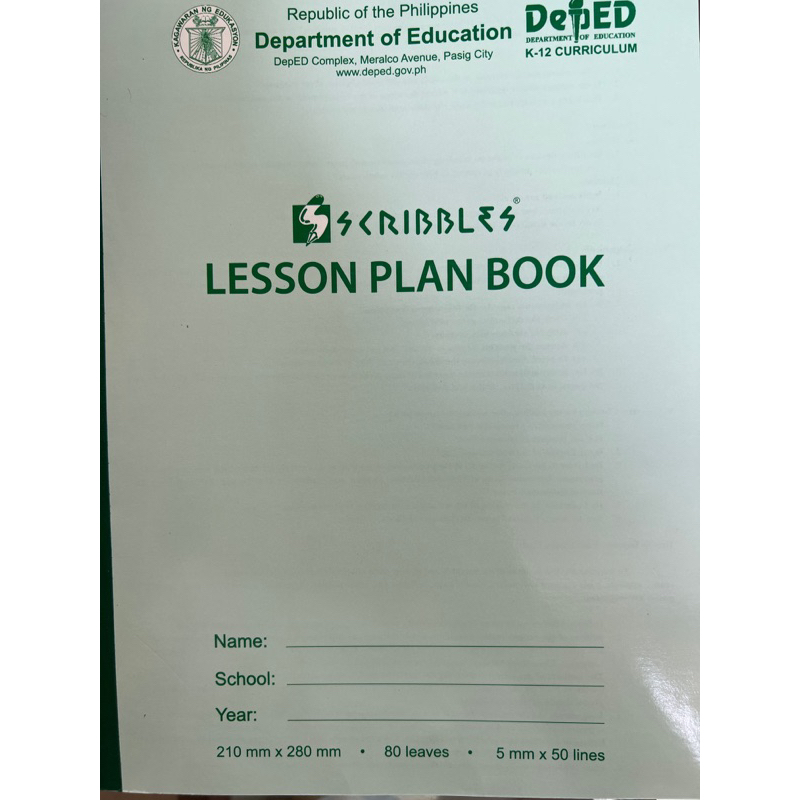 Scribbles Lesson Plan Book Very smooth 80Lvs per piece 210x280mm 60GSM ...