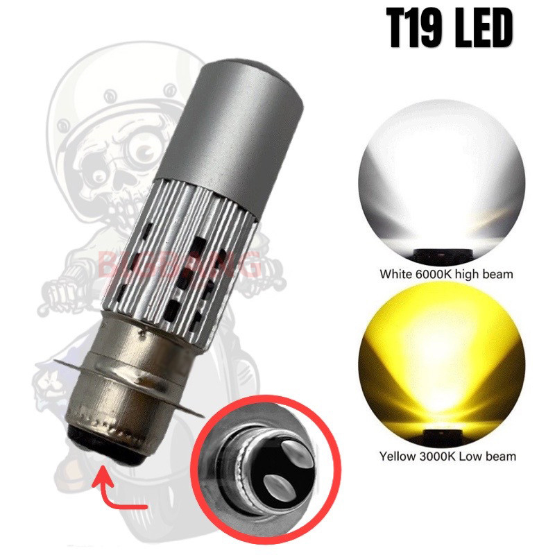 BIGBANG Motorcycle T19 Led Headlight Bulb White and Yellow Dual Color ...