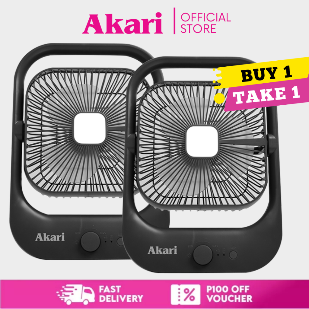 Akari Buy 1 take 1 Rechargeable Square Fan with Led Light (ARF-8018 ...