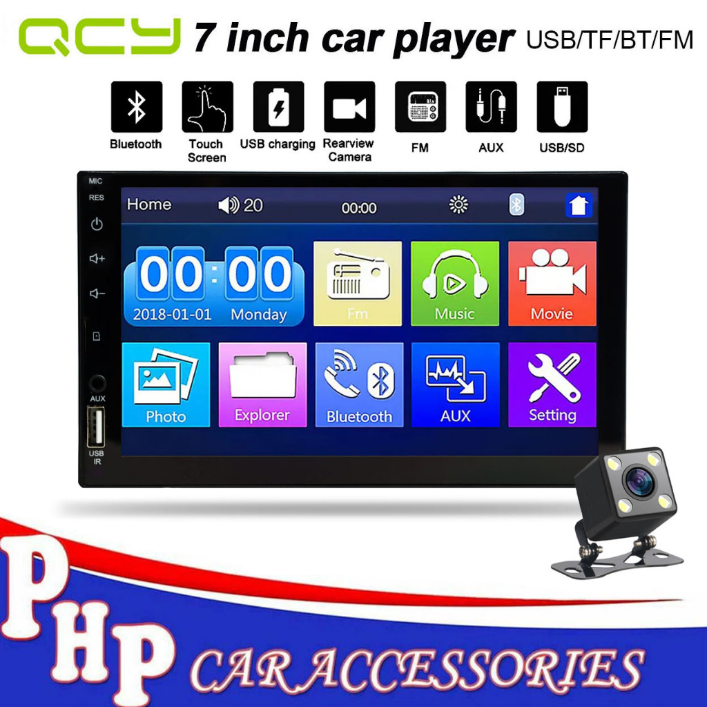QCY Car Radio 2Din Universal 7 HD IOS/Android Car MP5 Multimedia Player ...