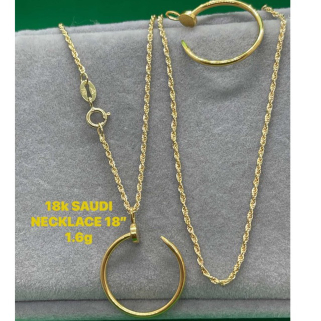 PAWNABLE 18k SAUDI GOLD NECKLACE W/ Nail Pendant | Shopee Philippines
