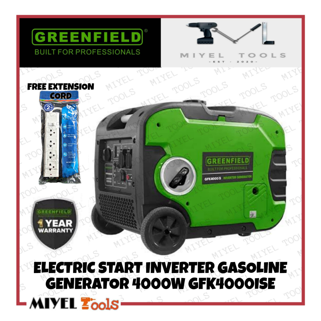 GREENFIELD 4000W Electric Start Inverter Ultrasilent Gasoline Generator ...