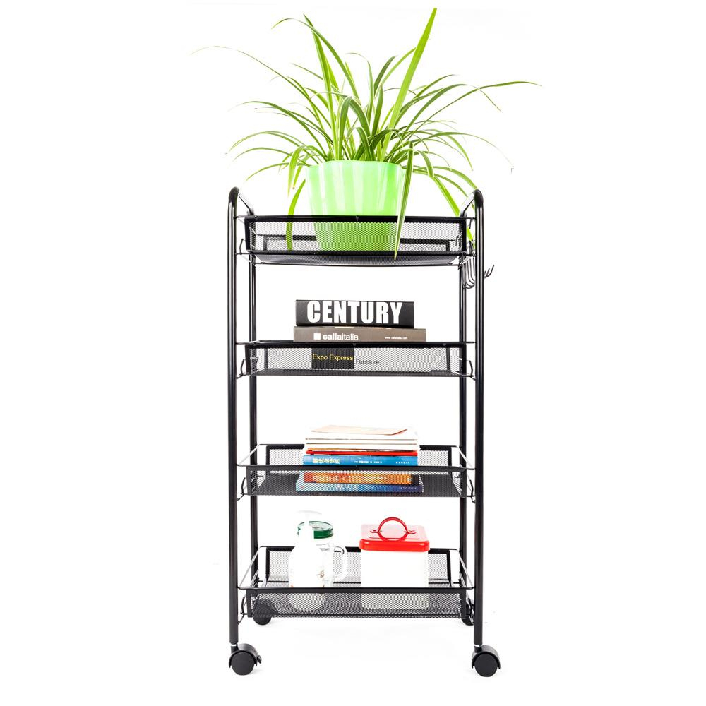 4 Layer Standing Shelf Mesh With Wheels Units Multipurpose Shelf ...