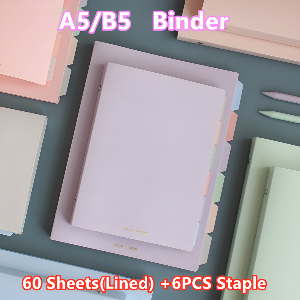 A5/B5/A4 Refillable Plastic Cover Notebook Loose Leaf 60 sheets ...