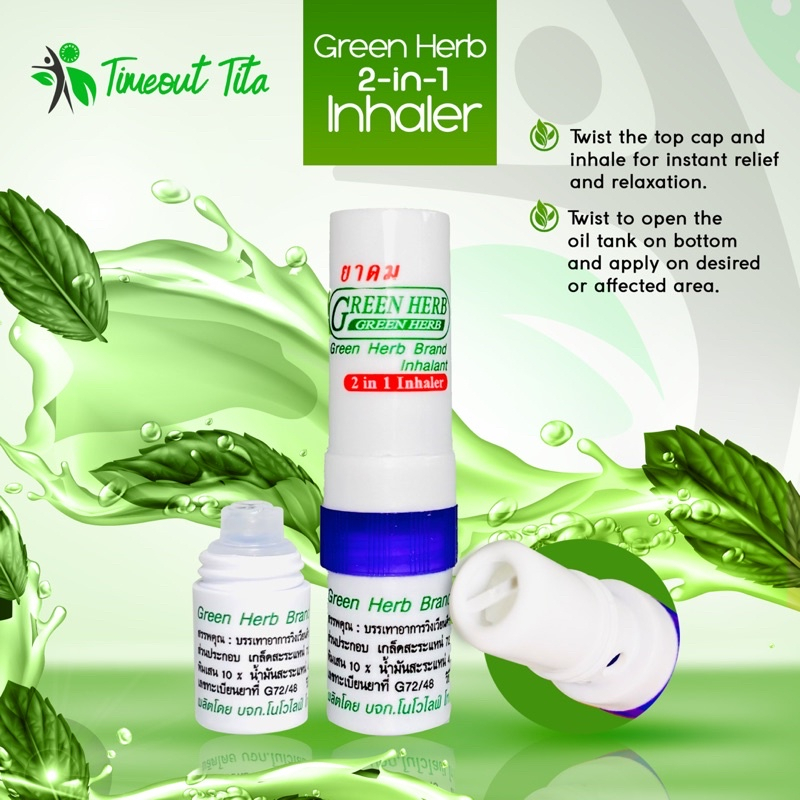 Authenthic Thailand Green Herb Inhaler 2 in 1 | Shopee Philippines