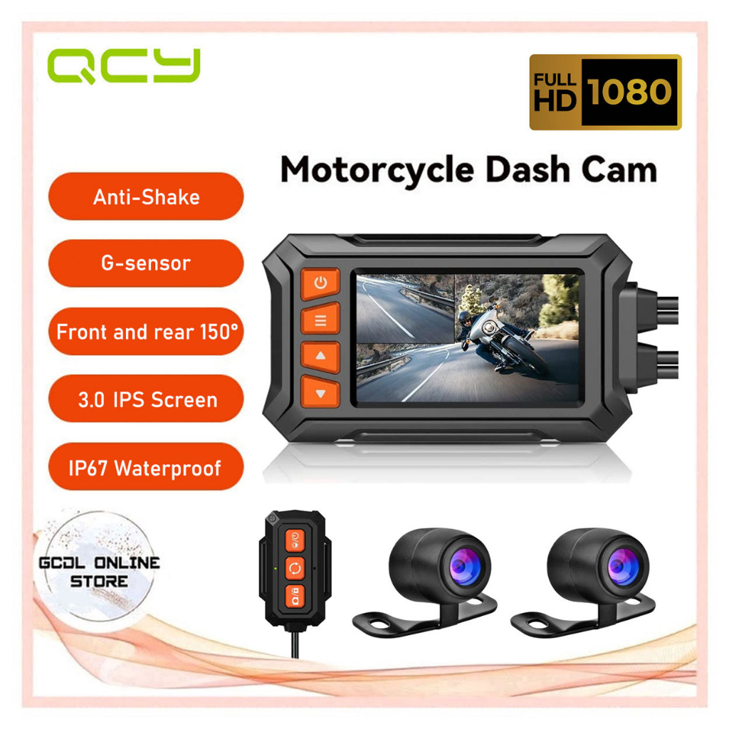 Dual 2K 1080P 30fps Motorcycle Camera, All Waterproof Dash Cam 3'' IPS ...