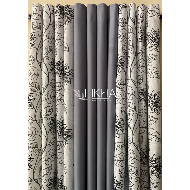 LIKHA - 3in1 Elegant Aderiza Ring Curtains Brown/Gray (6ft/7ft) - sold per piece/set | Shopee ...