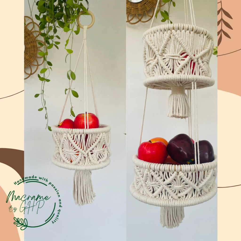 Macrame Fruit Basket SIngle and Double Basket | Shopee Philippines
