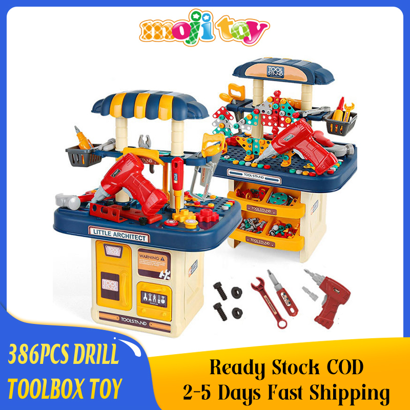 386pcs Drill Tool Kit Toolbox Toy Boy Tool Set Engineer Tools Toys For ...