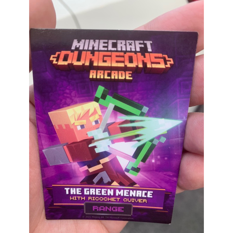 The green Menace Minecraft Dungeons Arcade Card Timezone bar code ...