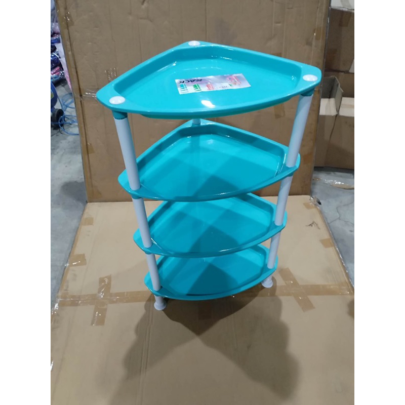 4 Tier Plastic Bathroom Corner Storage Layer Utility Organizer Rack ...