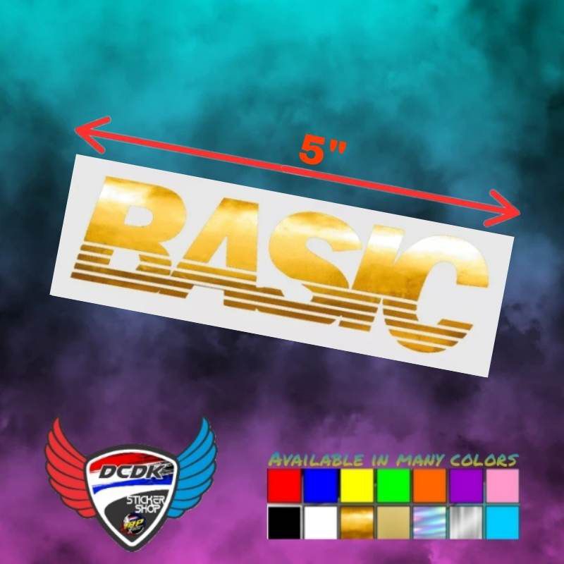 BASIC LOGO STICKER FOR MOTORCYCLE 5 INCHES LONG MACHINE CUT WATERPROOF ...