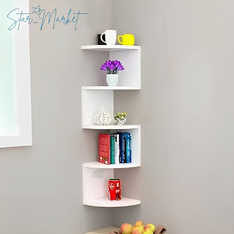 5 Layer Corner Wall Rack Floating Shelves Minimalist Corner Floating ...