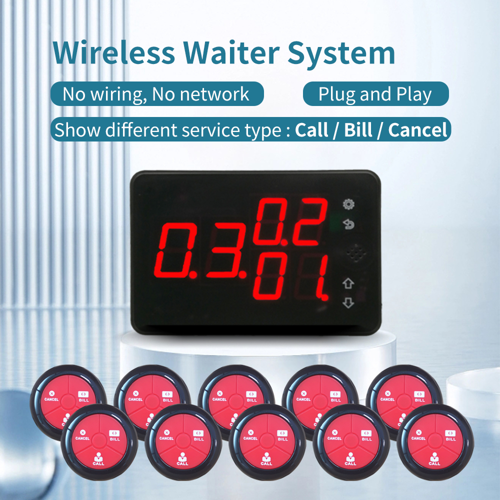 Wireless Waiter System Restaurant Pager Voice Broadcast Host 10 Call ...
