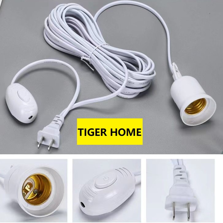 8m Extension Cord Lamp Holder With Switch Led Bulb Extension Socket