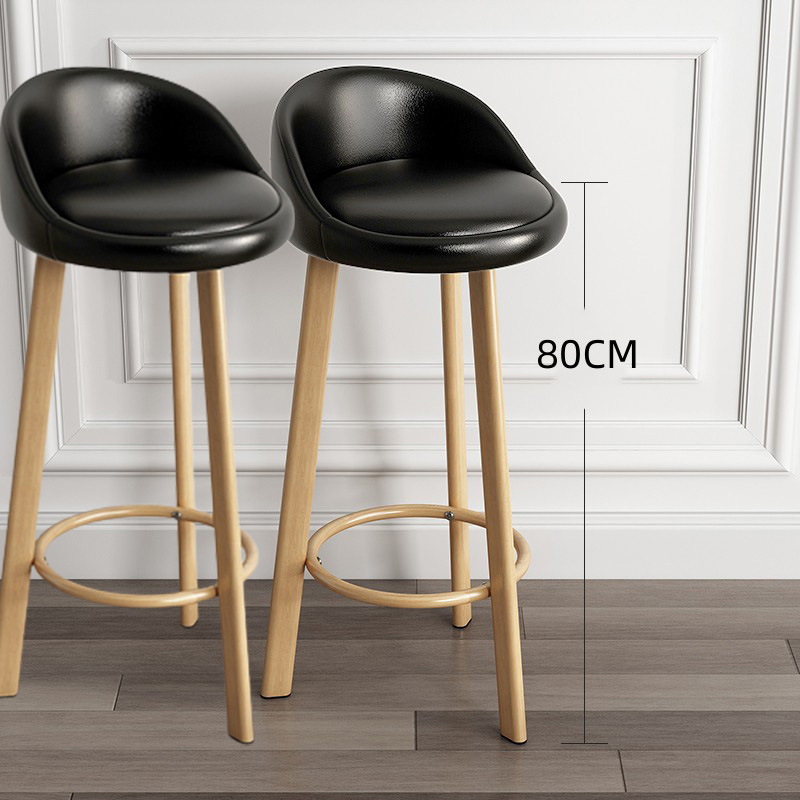 LIVEOUTER High Chair Bar Stool Wood Household 80CM Stainless Steel Bar ...