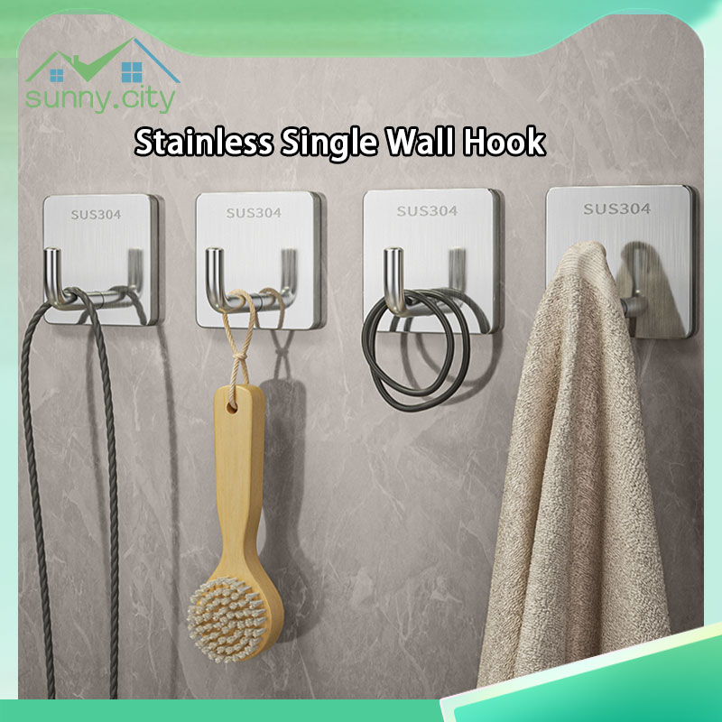 Stainless Steel Storage Hook Heavy Duty Stick on Wall Hooks Door Hooks ...