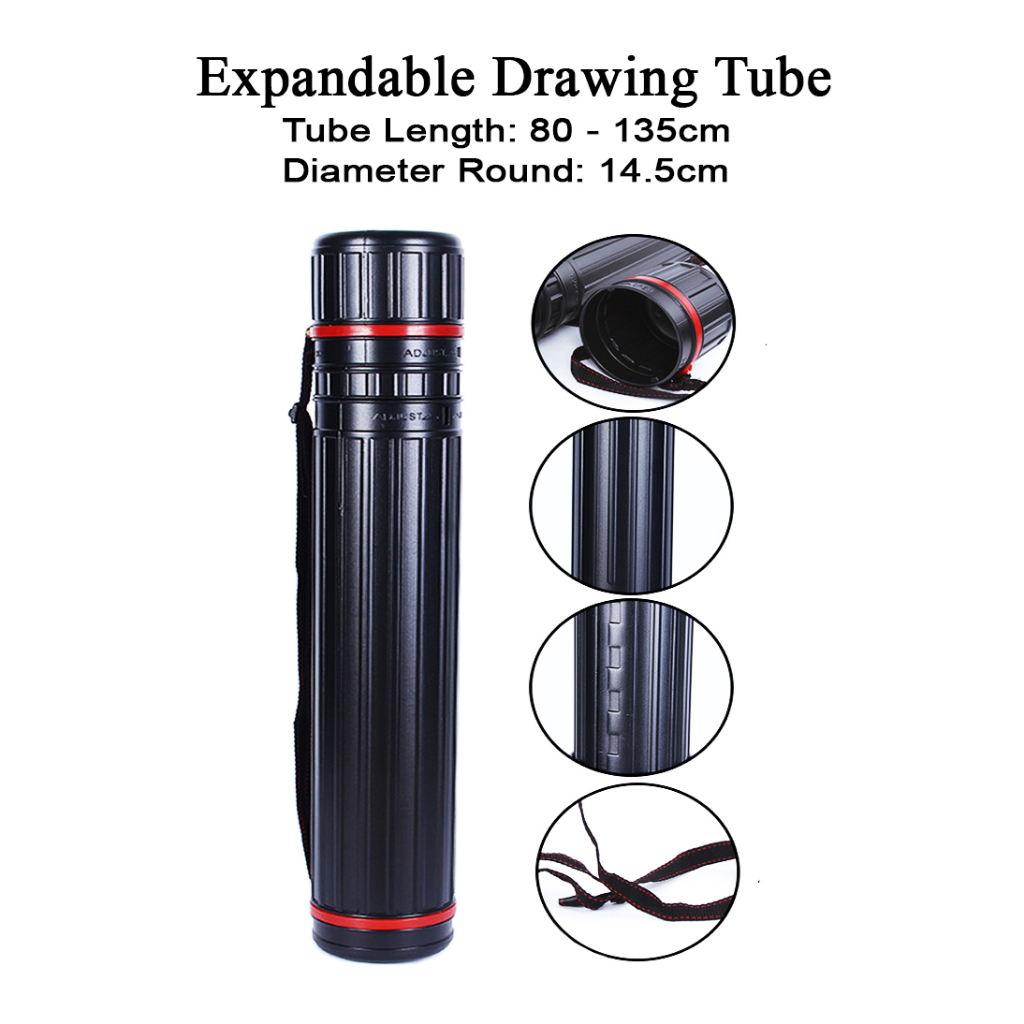 Drawing Tube Blueprint Case Telescopic Art Tube Large Plastic Black ...
