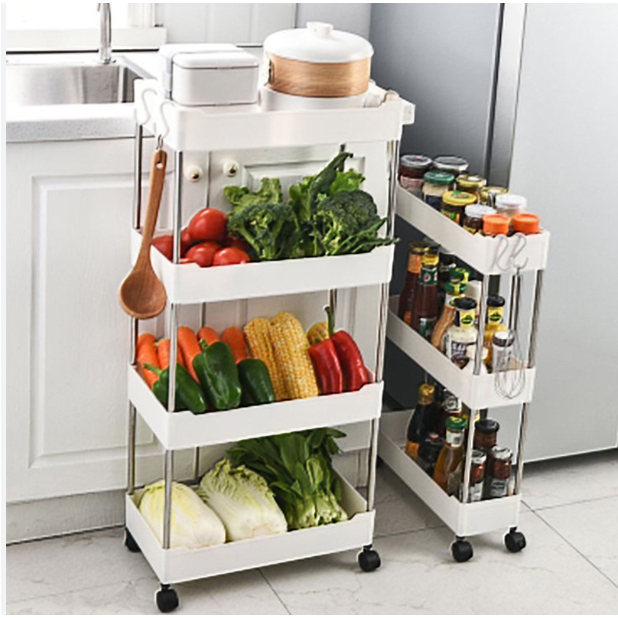 JIUMU Moving Rack Kitchen Storage Shelf Wall Cabinets Home Bedroom ...