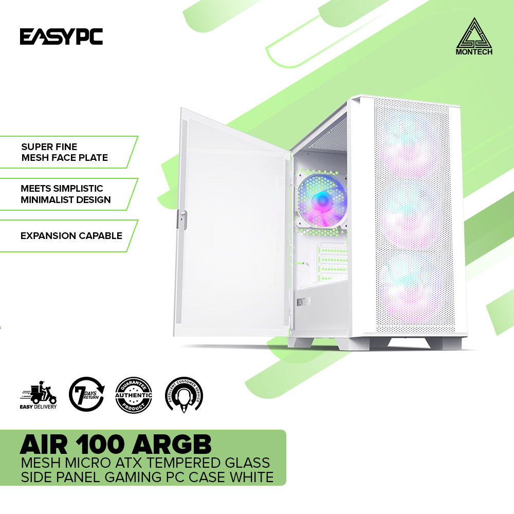 EasyPC| Montech Air 100 ARGB Mesh Micro ATX Tempered Glass pc case ...
