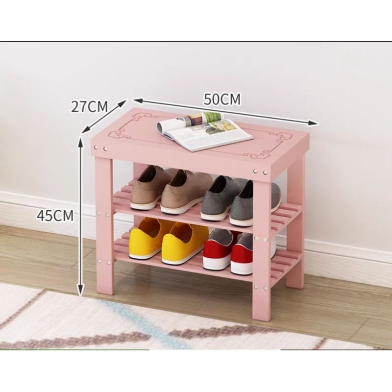 Doorstep with 2 layer storage Shoe Rack Wood 50cm/60cm | Shopee Philippines