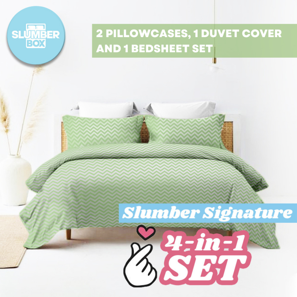 Slumber Box 4 in 1 Bedsheet Set Bedsheets (2 Pillowcase + Fitted Sheet ...