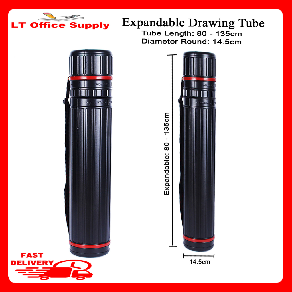 Drawing Tube Blueprint Case Telescopic ArtTube Large Plastic Black ...