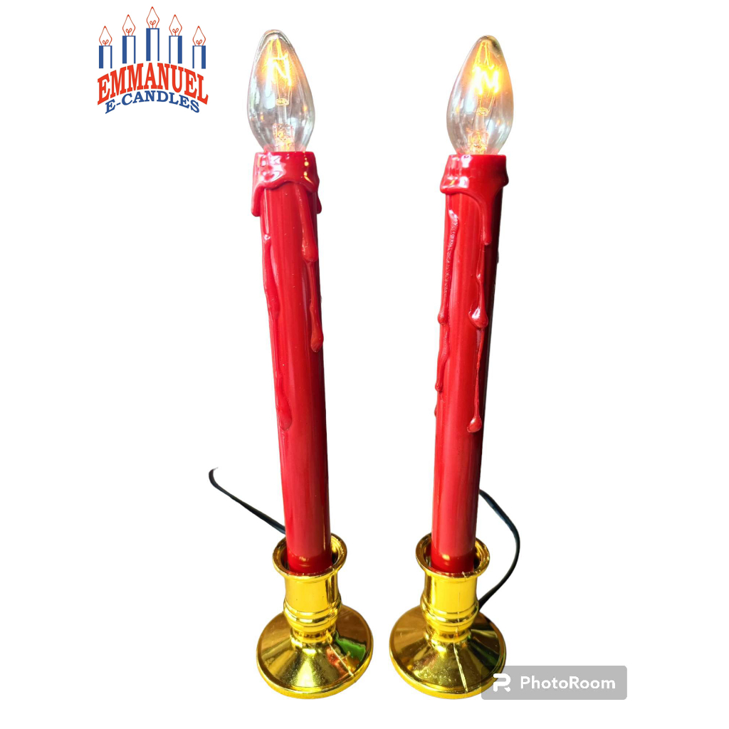 Emmanuel E-Candles Red Taper Candles using Clear Pilot Bulb, 9inch ...