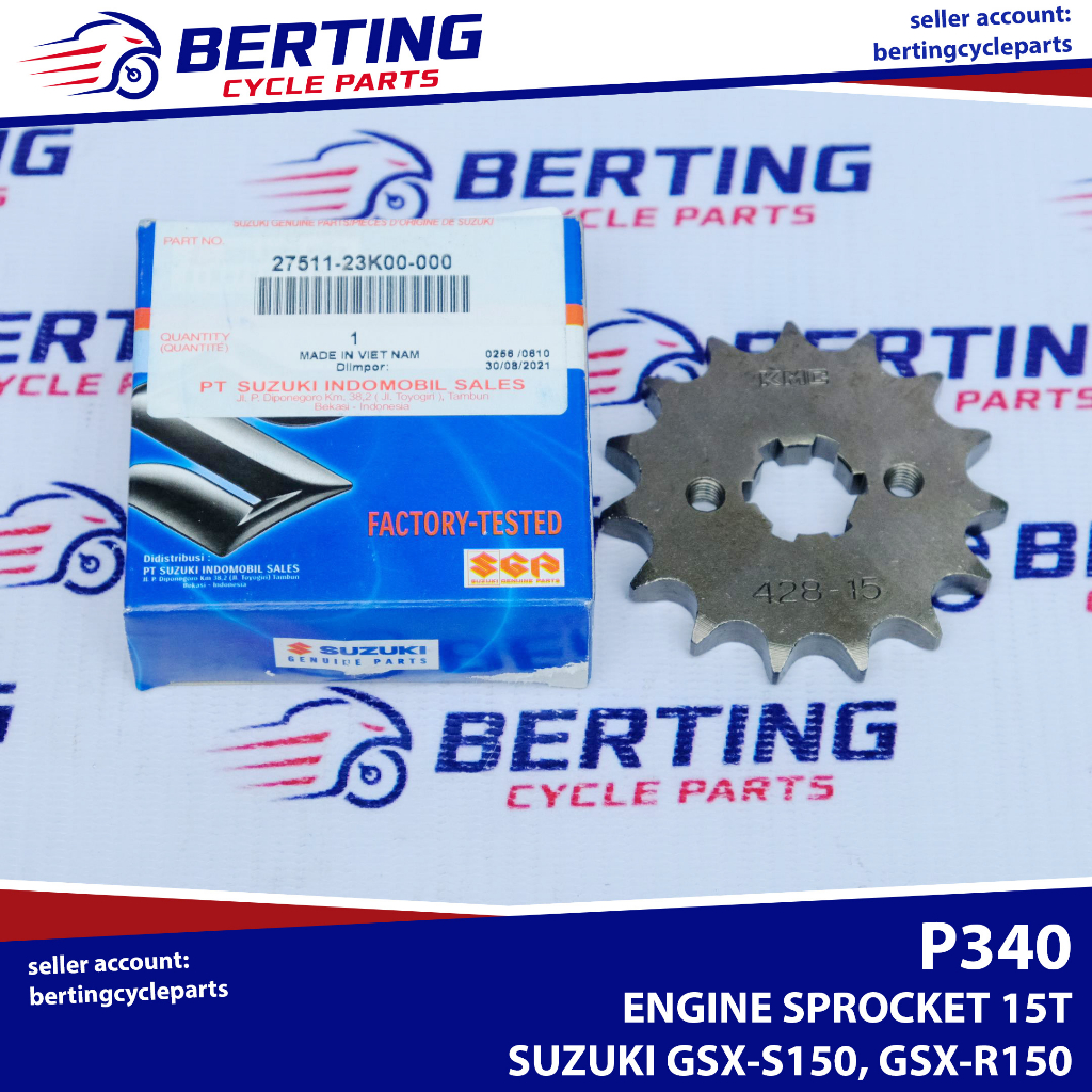 SGP ENGINE SPROCKET 15T Suzuki GSX-S150 GSX-R150 Genuine 27511-23K10 ...