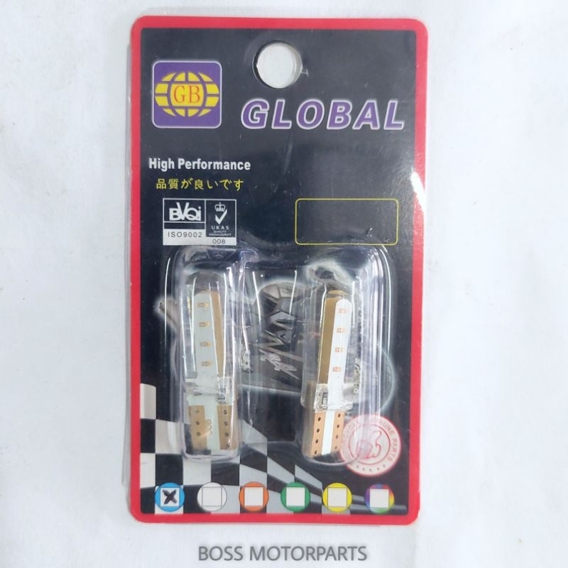 *GLOBAL T10 WHITE/BLUE LED PARK LIGHT PREMIUM GOLD PLATED, PEANUT BULB ...