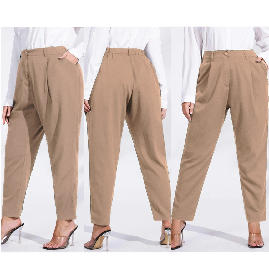 Highwaist Straightcut Trouser Slacks Pants Formal Freesize (M-4XL ...